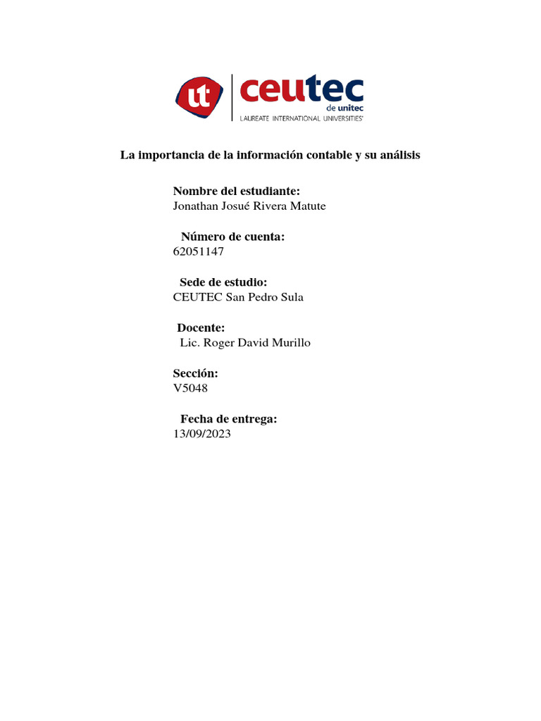La Importancia de La Información Contable y Su Análisis | PDF ...