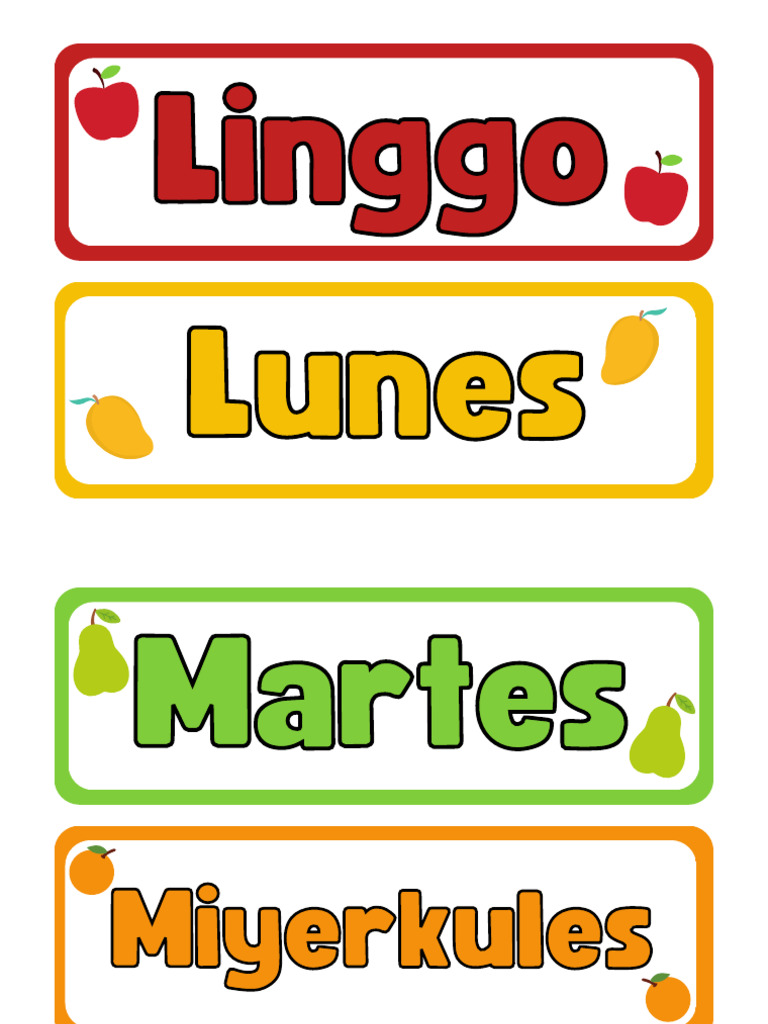 Colorful Mga Araw Sa Isang Linggo Flashcard | PDF