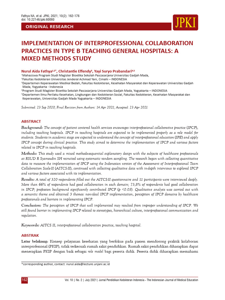 Interprofessional Collaboration in Type B Teaching Hospitals | PDF | Evaluation Methods | Science