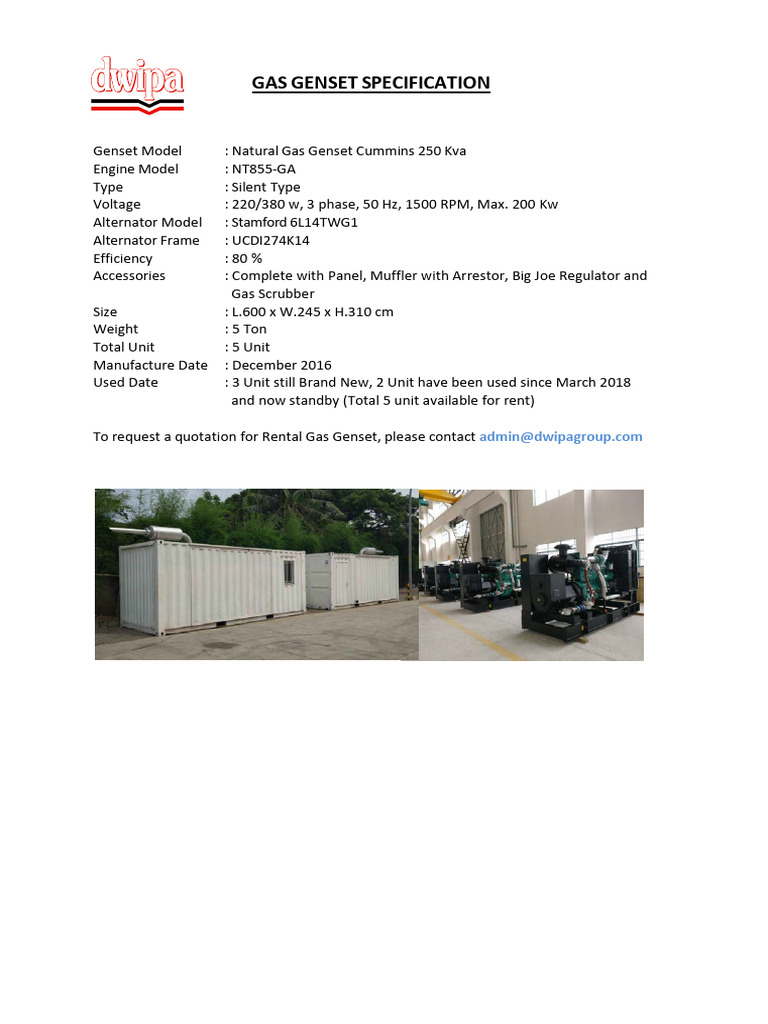 Gas Genset Specification-5 | PDF