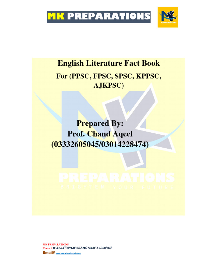English Literature Fact Book | PDF | English Literature | John Dryden