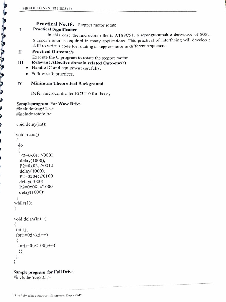 Stepper Motor Interfacing With Embedded C Pdf Embedded System Electricity 
