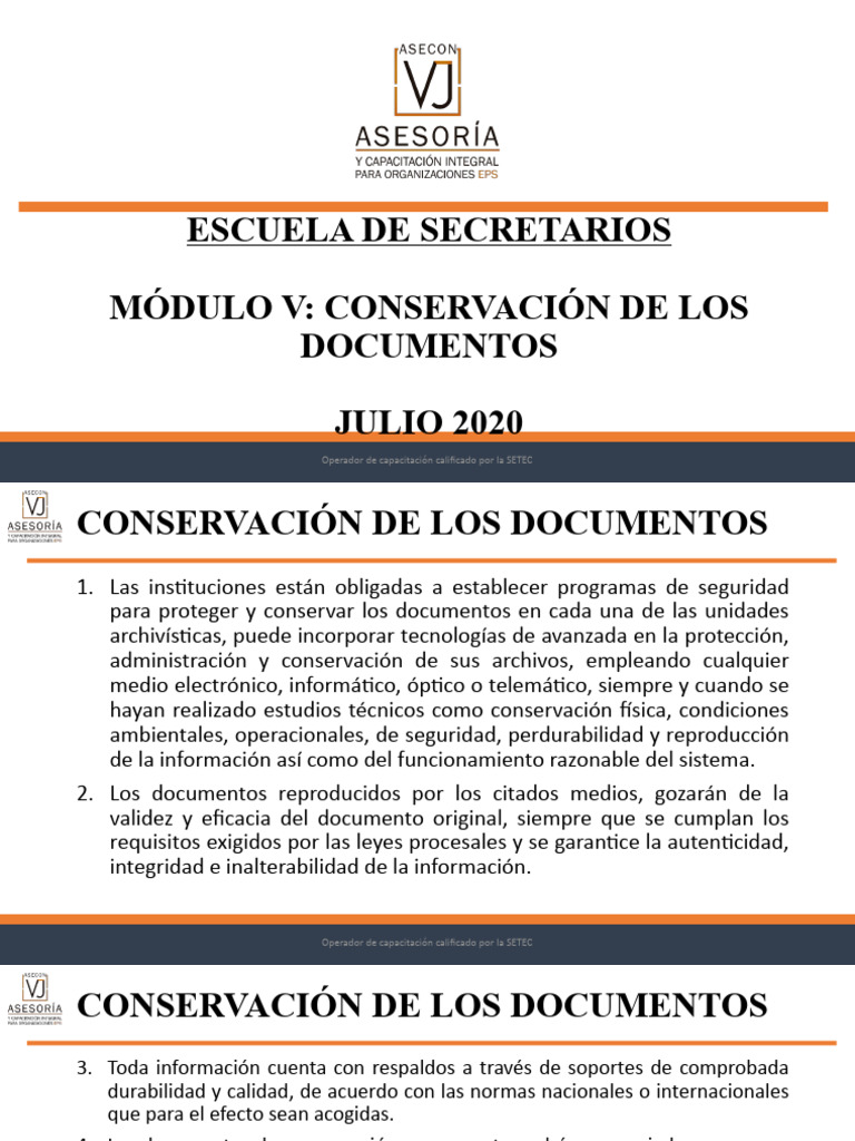 Módulo V Conservación de Los Documentos | PDF
