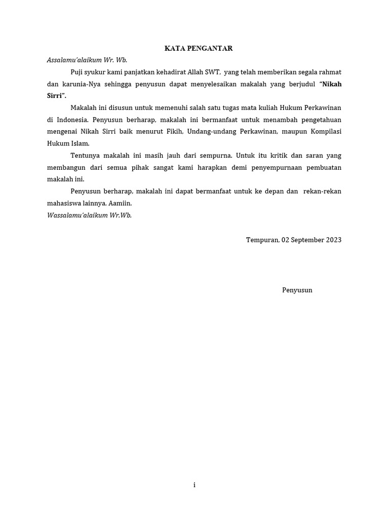 Makalah Hukum Nikah Sirri 2023 | PDF | Hukum