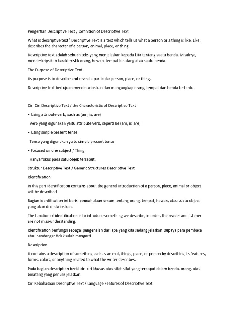 Materi Guru Descriptive | PDF | Kajian Bahasa Asing