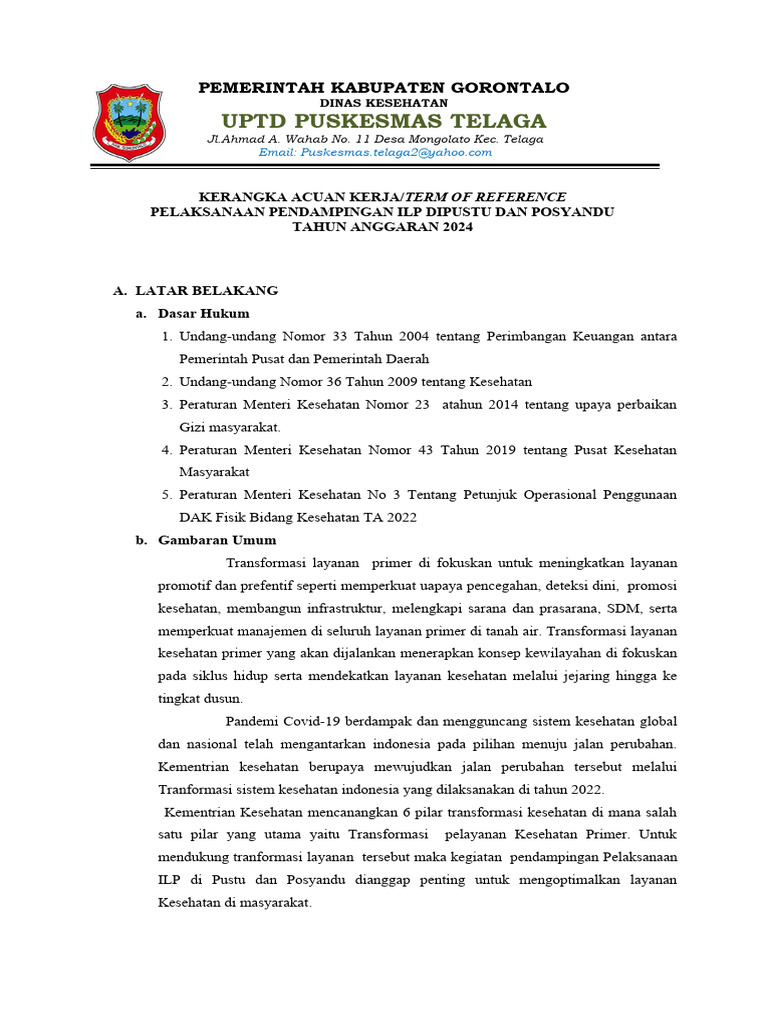 48. Tor Ilp Pustu Dan Posyandu 2024 | PDF