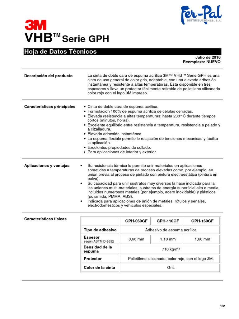 VHB GPH Ficha Tecnica | PDF