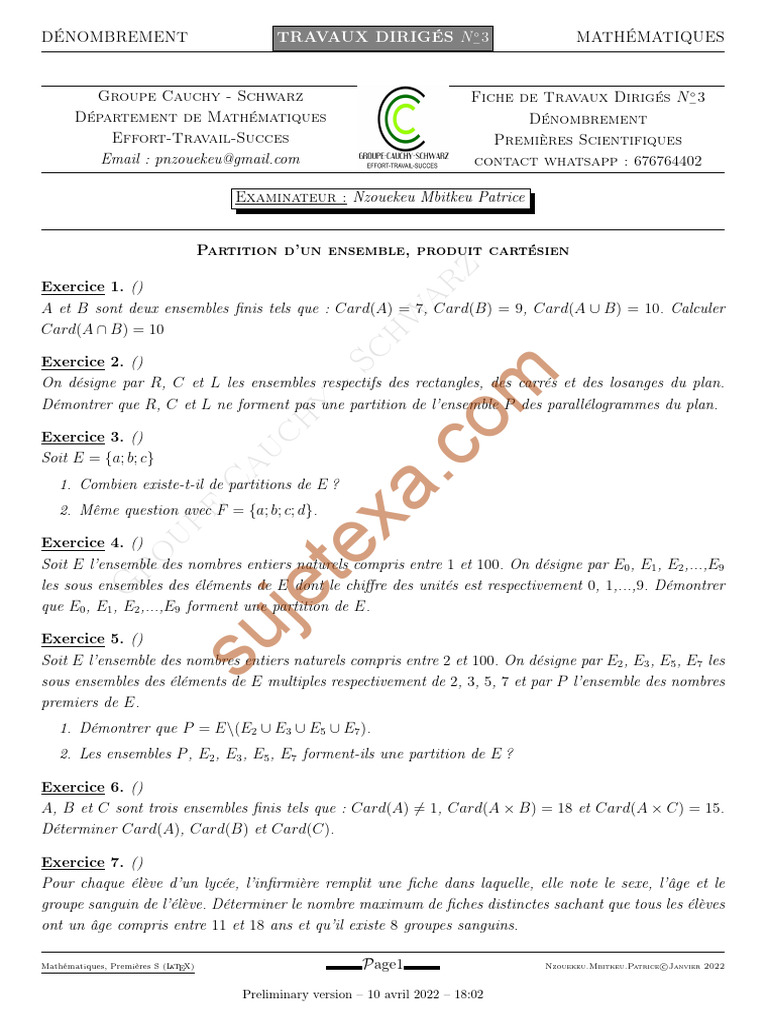 Fiche de TD-Dénombrement | PDF | Mathématiques