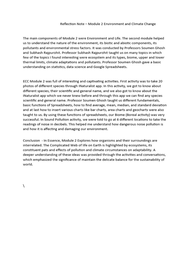 Reflection Note - Vansh Shah | PDF