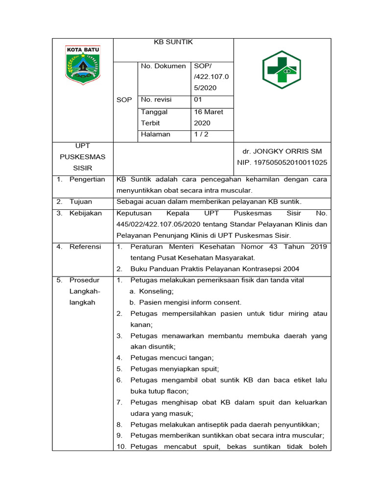 Sop KB Suntik | PDF