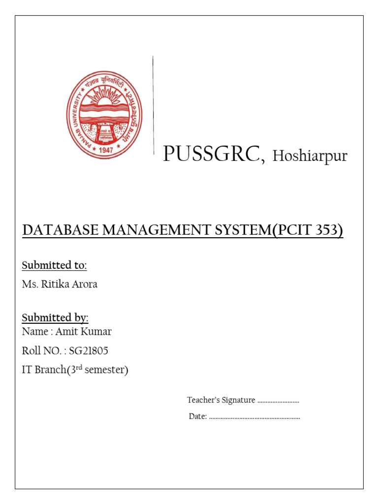 Amit Dbms File | Download Free PDF | Databases | Sql