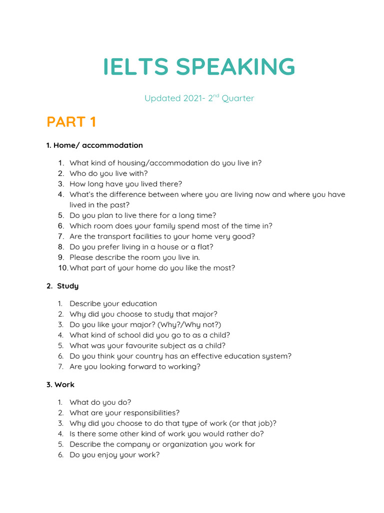 Ielts Speaking Questions | PDF | Toys | Clothing