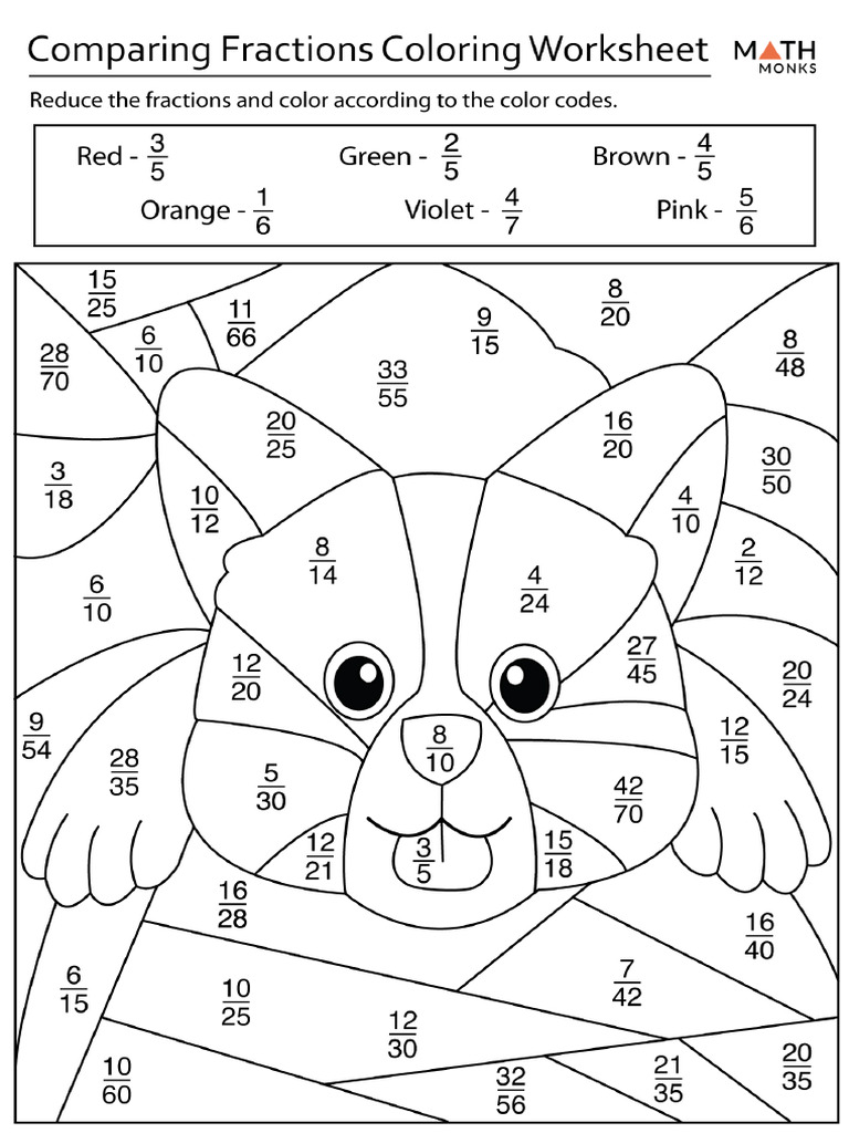 Comparing Fractions Coloring Worksheets 1 | PDF