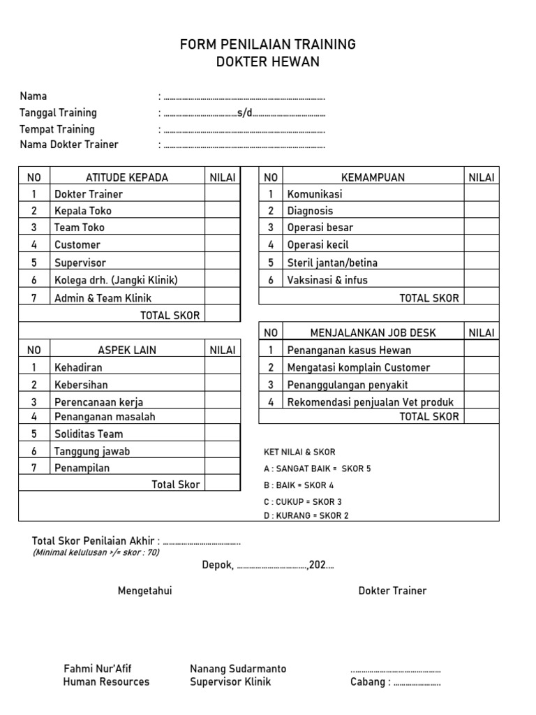 Form Penilaian DRH - Training | PDF | Karier & Perkembangan