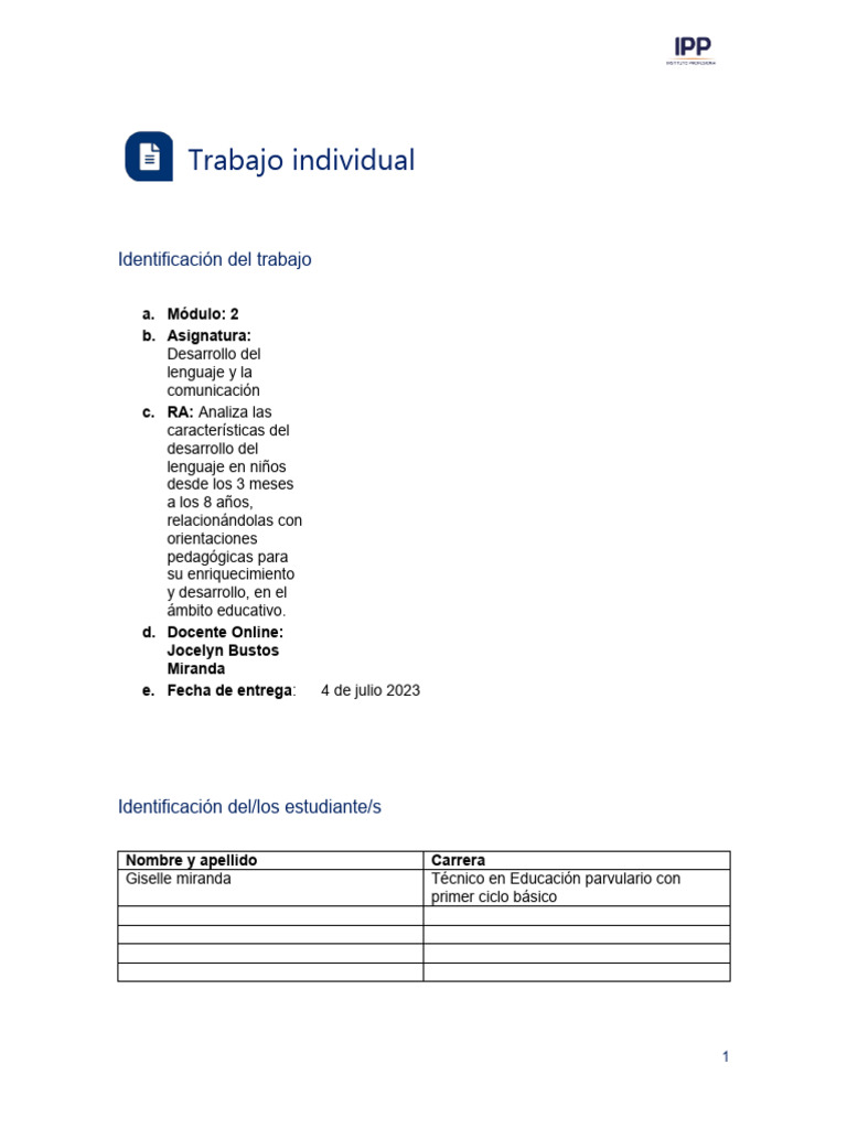 Giselle Miranda - Modulo 2 Desarrollo Del lenguaje-TI | PDF ... Giselle Miranda - Modulo 2 Desarrollo Del lenguaje-TI | PDF ...