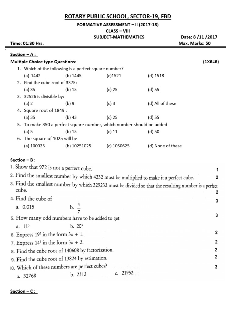 Class 8 Math Assessment | PDF