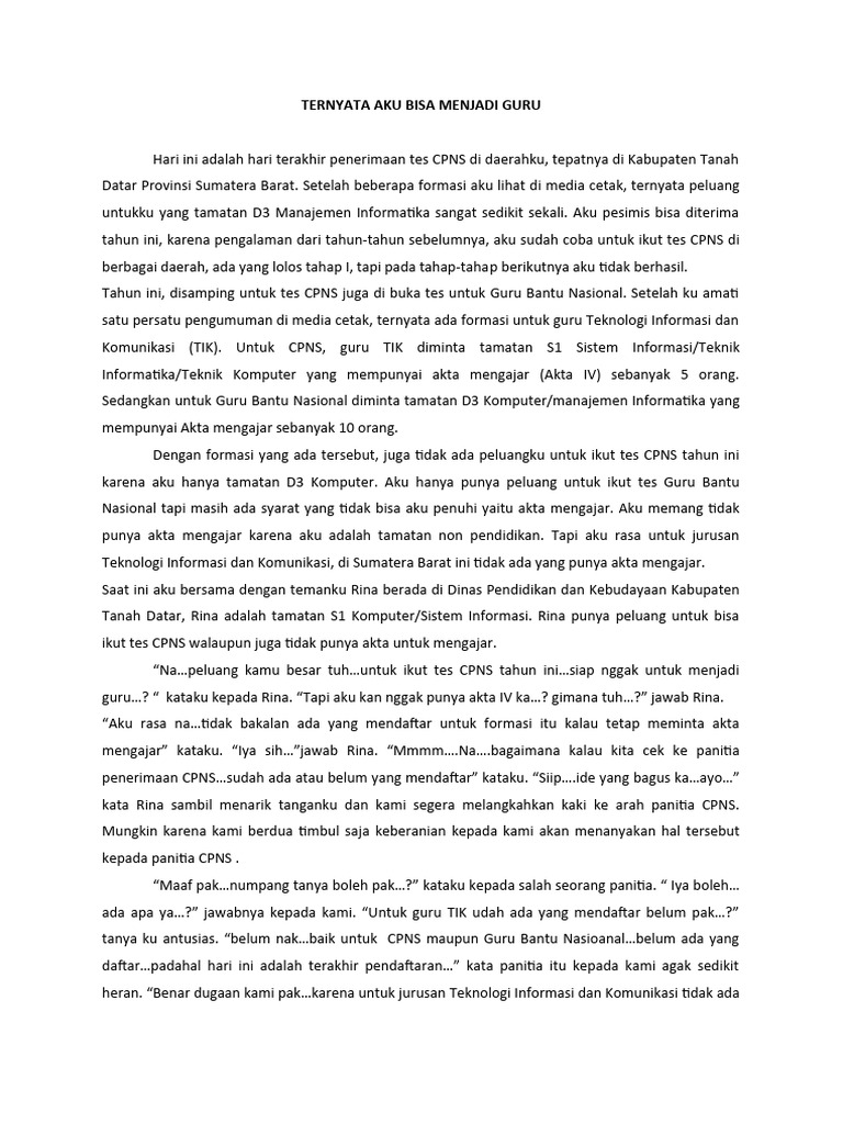 Cerpen 2 - Aku Bisa Menjadi Guru | PDF
