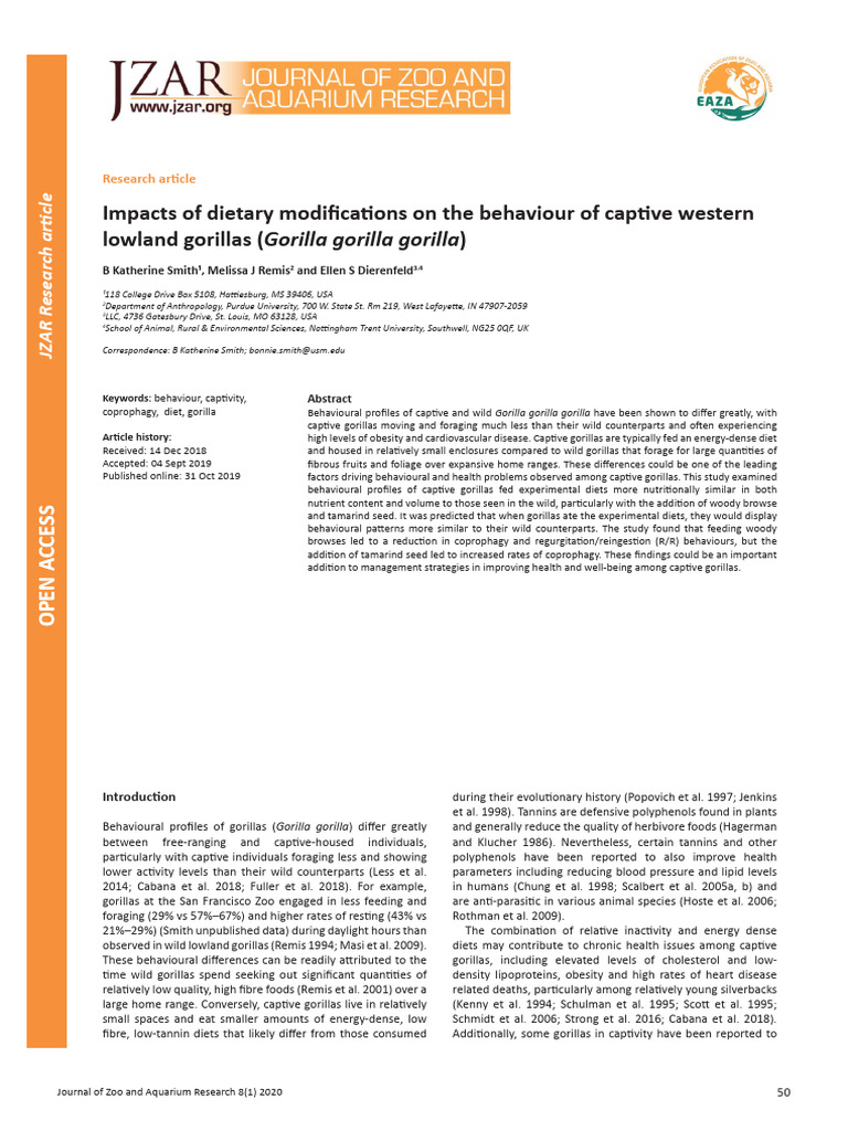 Gorilla Diets Final Proofs | PDF | Gorilla | Dietary Fiber