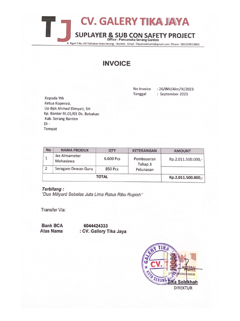 Invoice - Koperasi | PDF