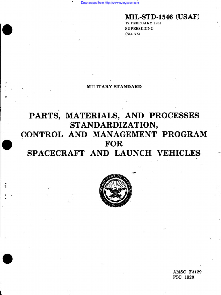 MIL-STD-1546: Space Quality Standards | PDF | Procurement | Reliability ...