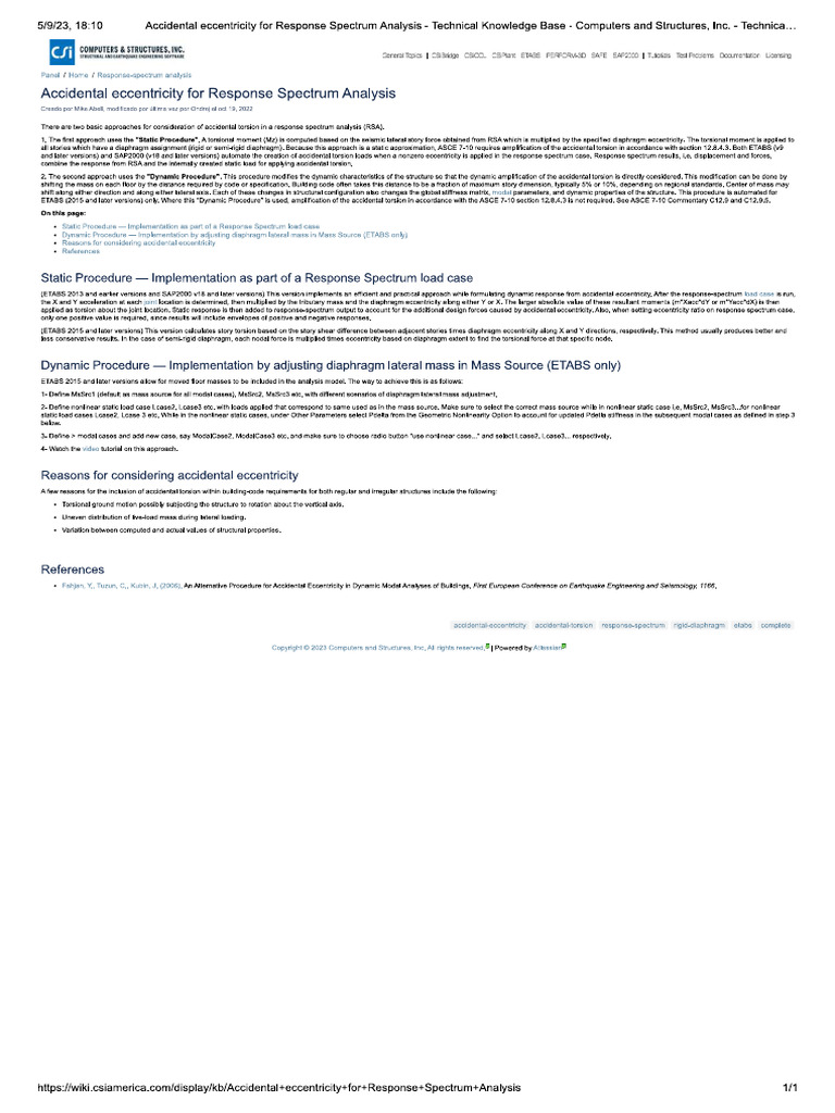 Excentricidad Accidental en ETABS | PDF