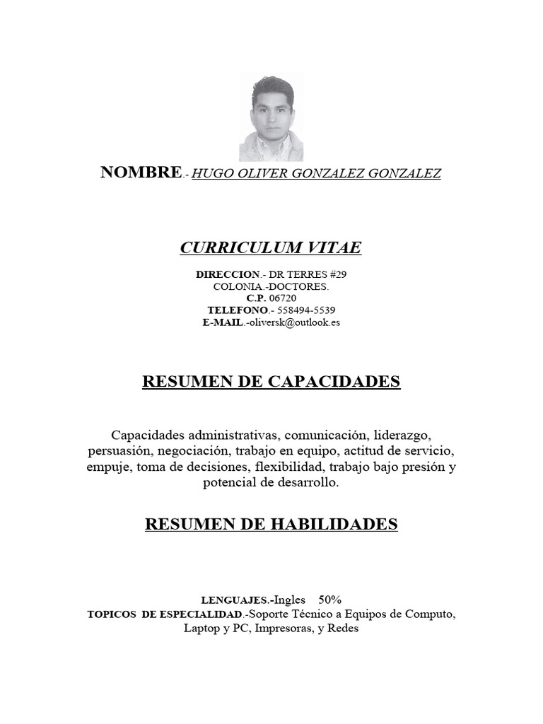 Curriculum Vitae de Hugo Oliver González | PDF | Informática | Software