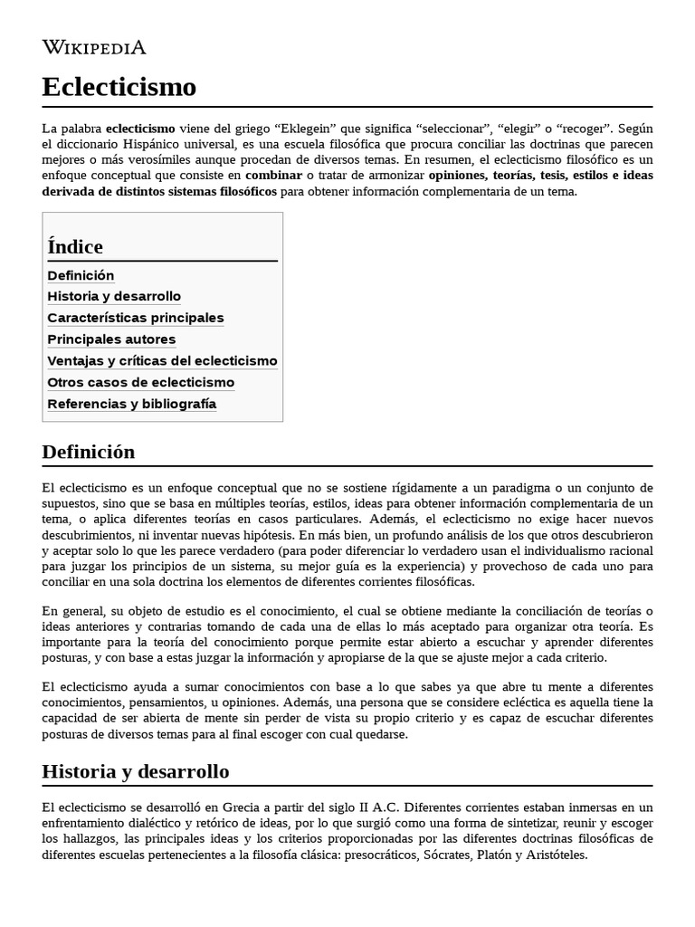 Eclecticismo | PDF | Teorías filosóficas
