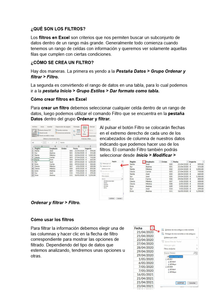 Qué Son Los Filtros | PDF | Microsoft Excel | Informática