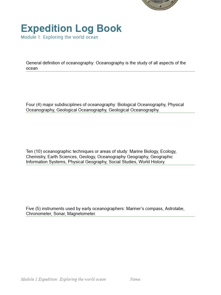 Log Book 1 | PDF | Oceanography | Oceans