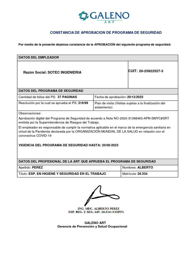 PROGRAMA HyS 12-2022 VIGENTE | PDF