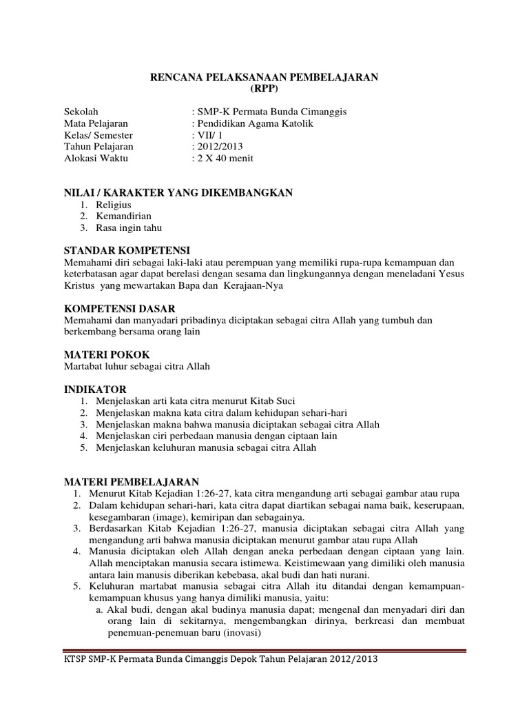 RPP Kelas 7 Semester Ganjil | PDF