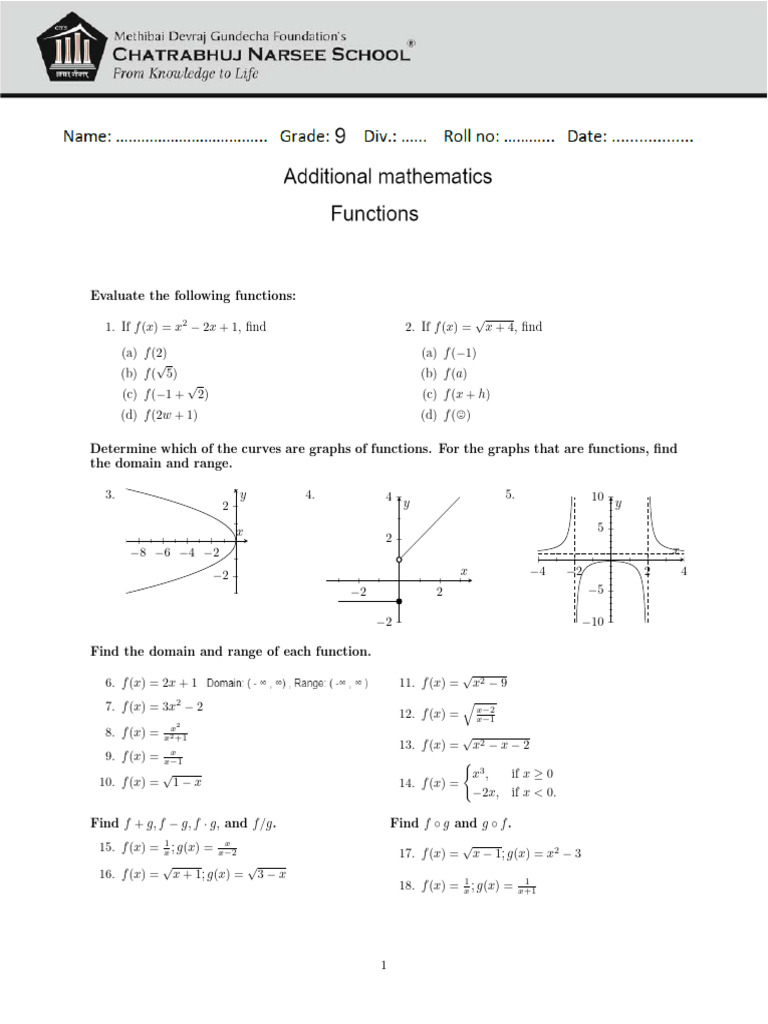 Function ReviewWorksheet | PDF | Mathematical Analysis | Mathematics