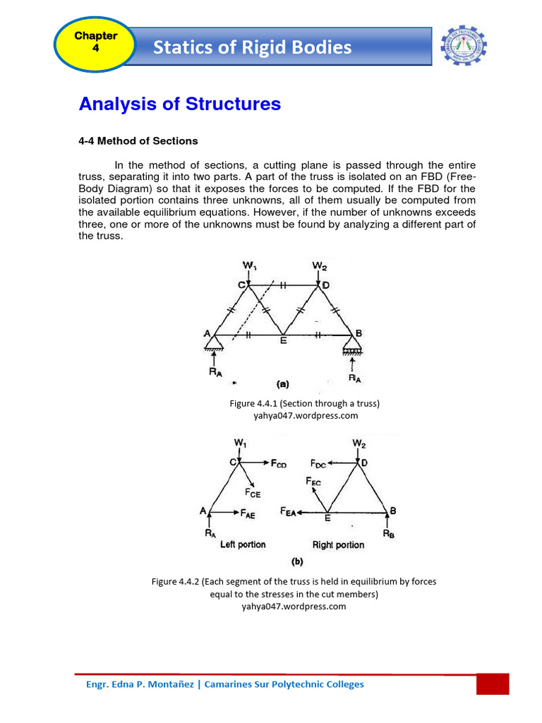 Module 13 (Trusses Sections) | PDF | Truss | Equations