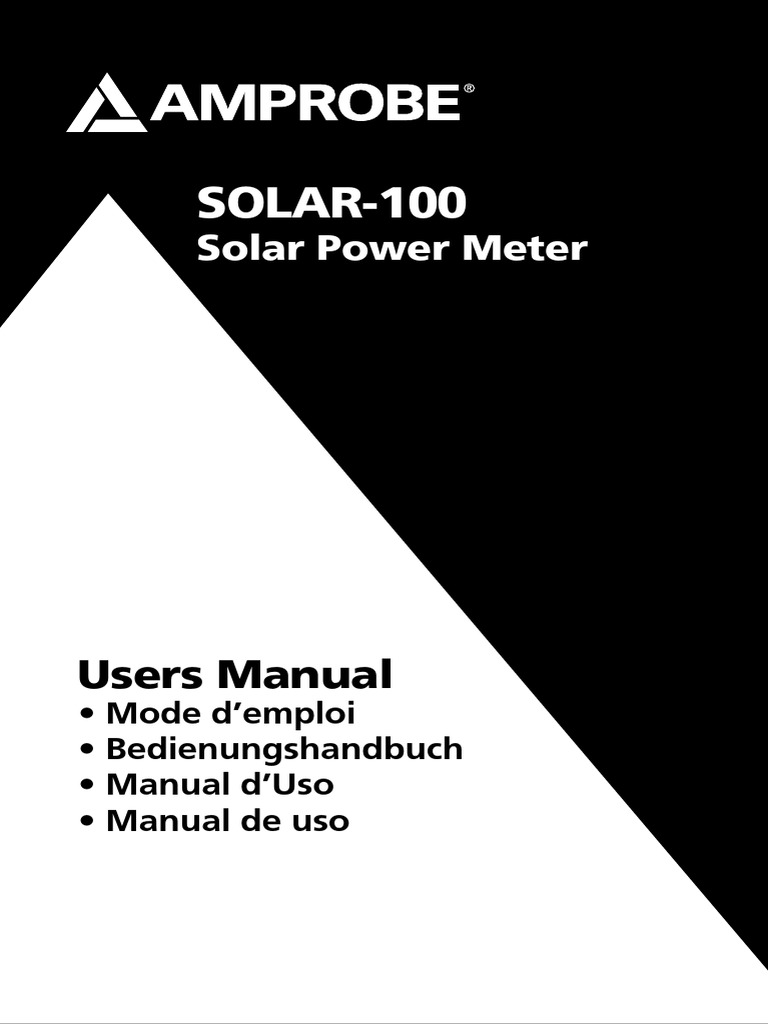 SOLAR 100 - Solar Power Meter - Manual | PDF | Headlamp | Building ...