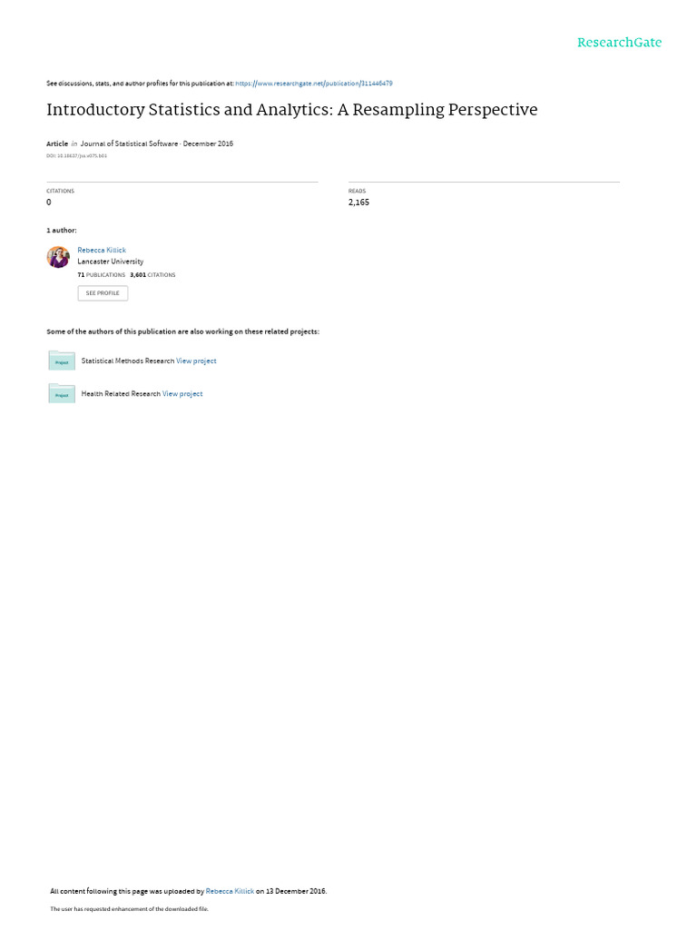 Introductory Statistics and Analytics A Resampling | PDF