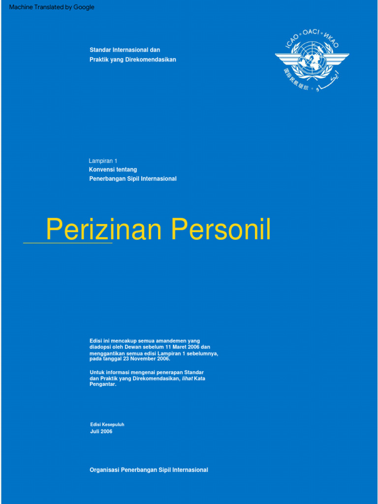 ICAO-Annex-1-Personnel-licensing (Terjemahan) | PDF