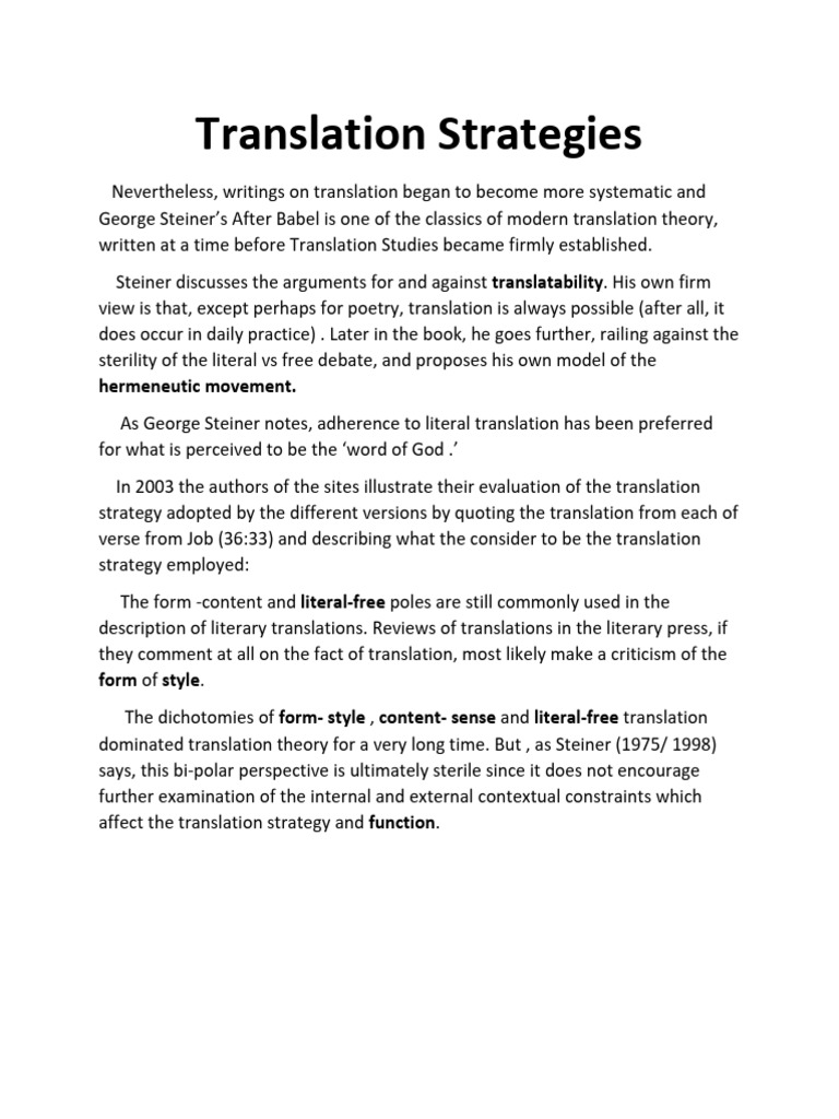 Translation Strategies 3 | PDF