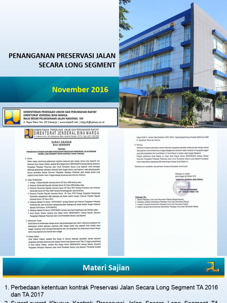 Kontrak Preservasi Jalan Long Segment 2017 | PDF