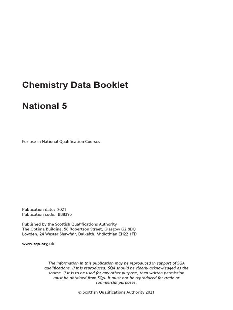 n5 Chemistry Data Booklet | PDF | Chemical Elements | Magnesium