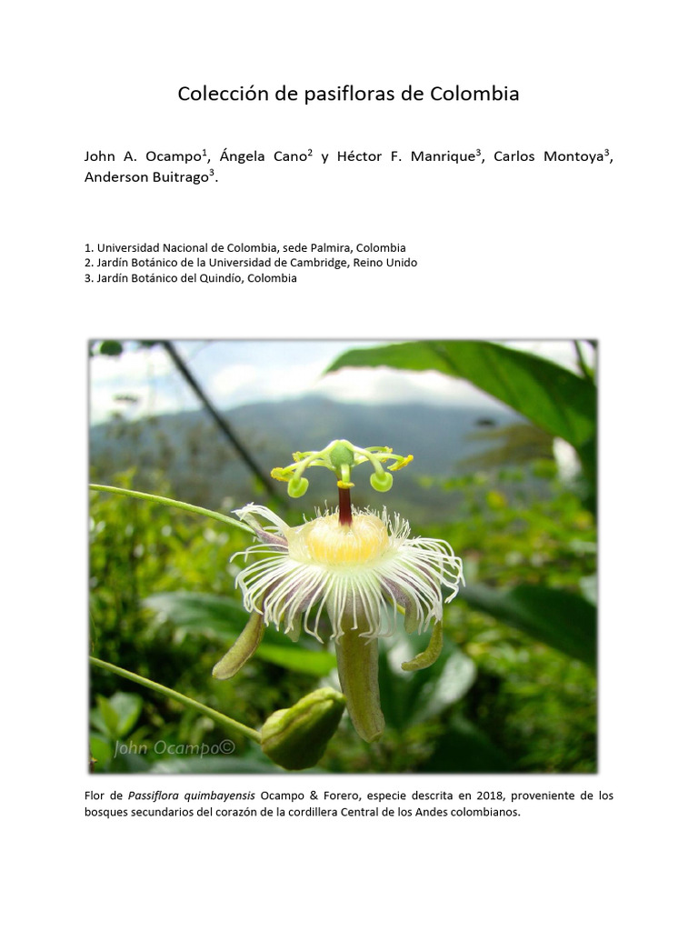 Conservación de Pasifloras en Colombia | PDF | Colombia | Especies