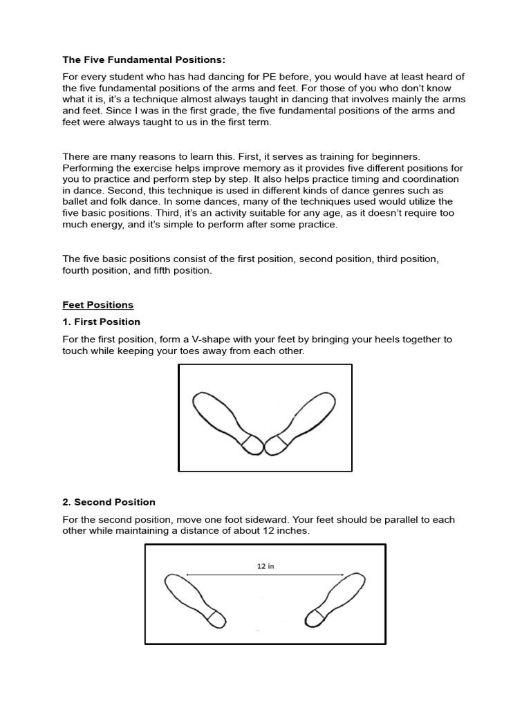 The Five Fundamental Dance Positions of Arms and Feet | PDF | Foot | Dances