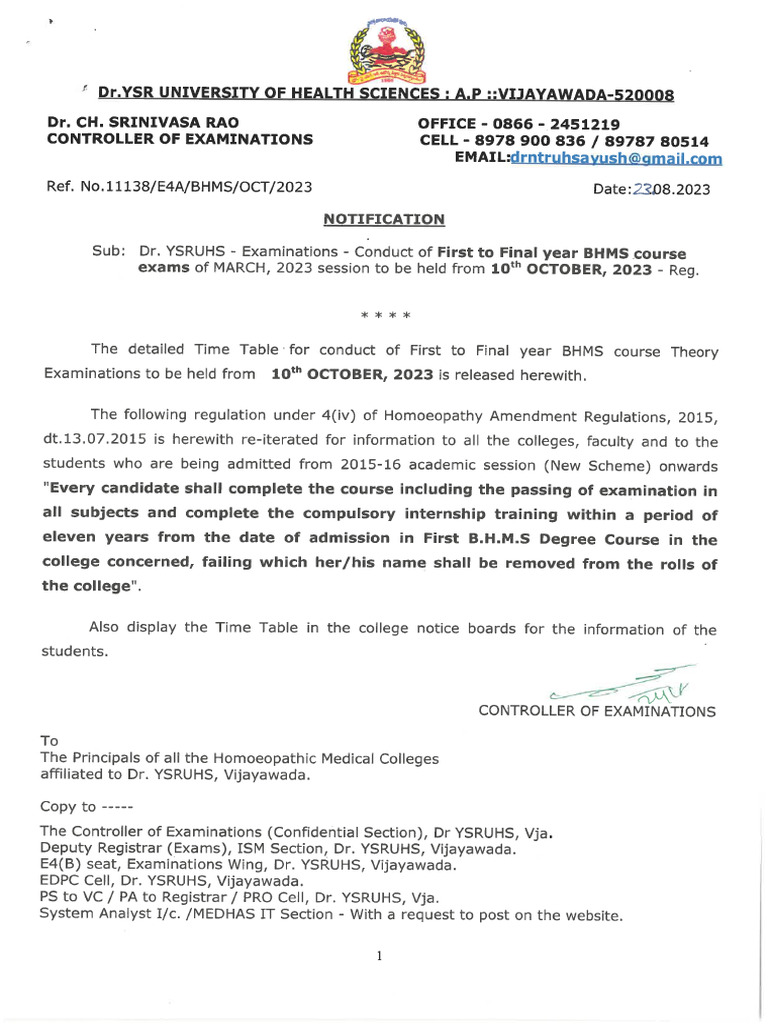BHMS Notification | PDF