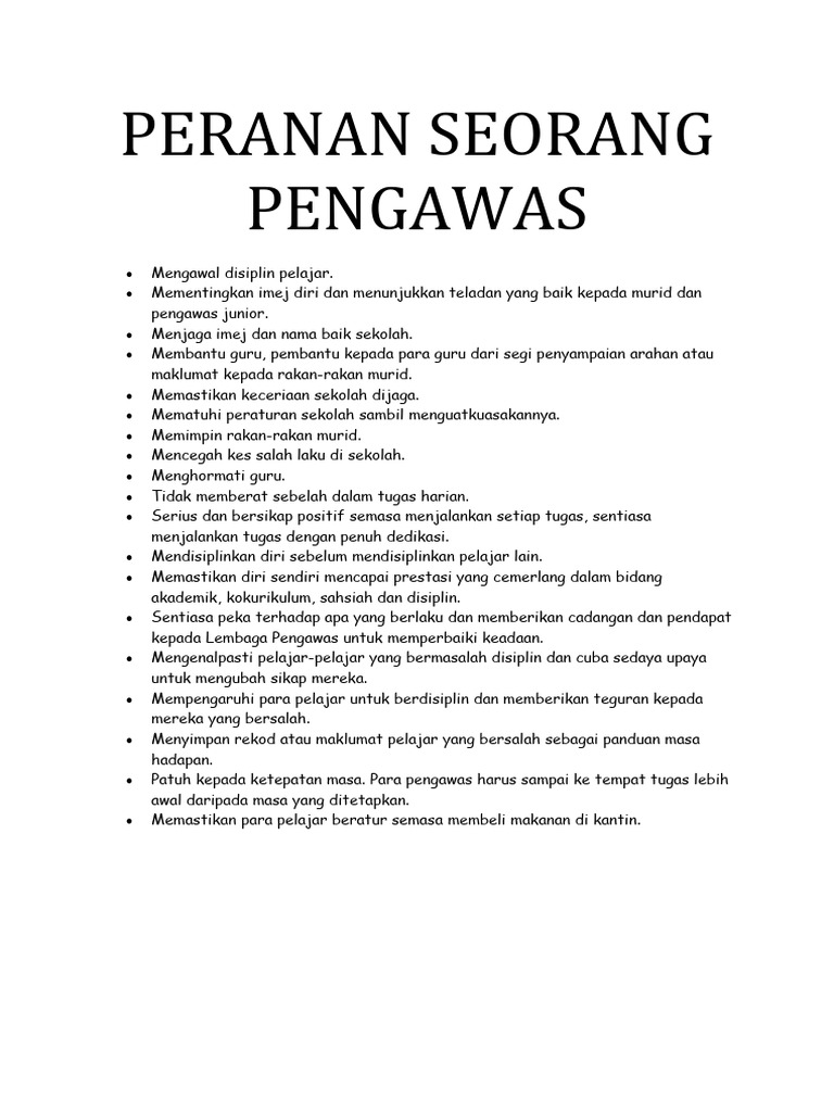 Peranan dan Tugas Pengawas Sekolah | PDF