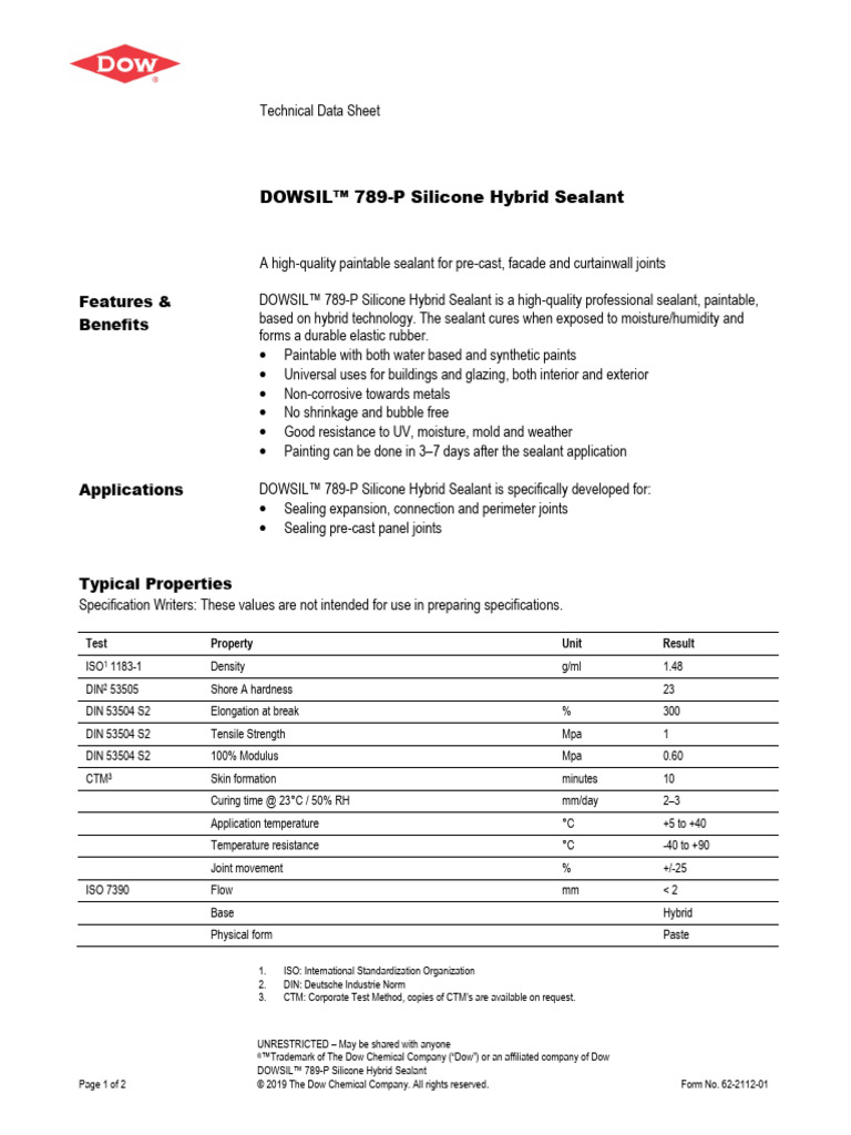 Dowsil 789 P Silicone Hybrid Sealant | PDF | Silicone | Building Technology