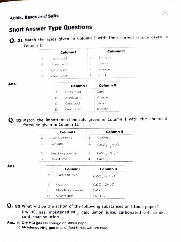 Extra Questions (Acids Bases and Salts) | PDF