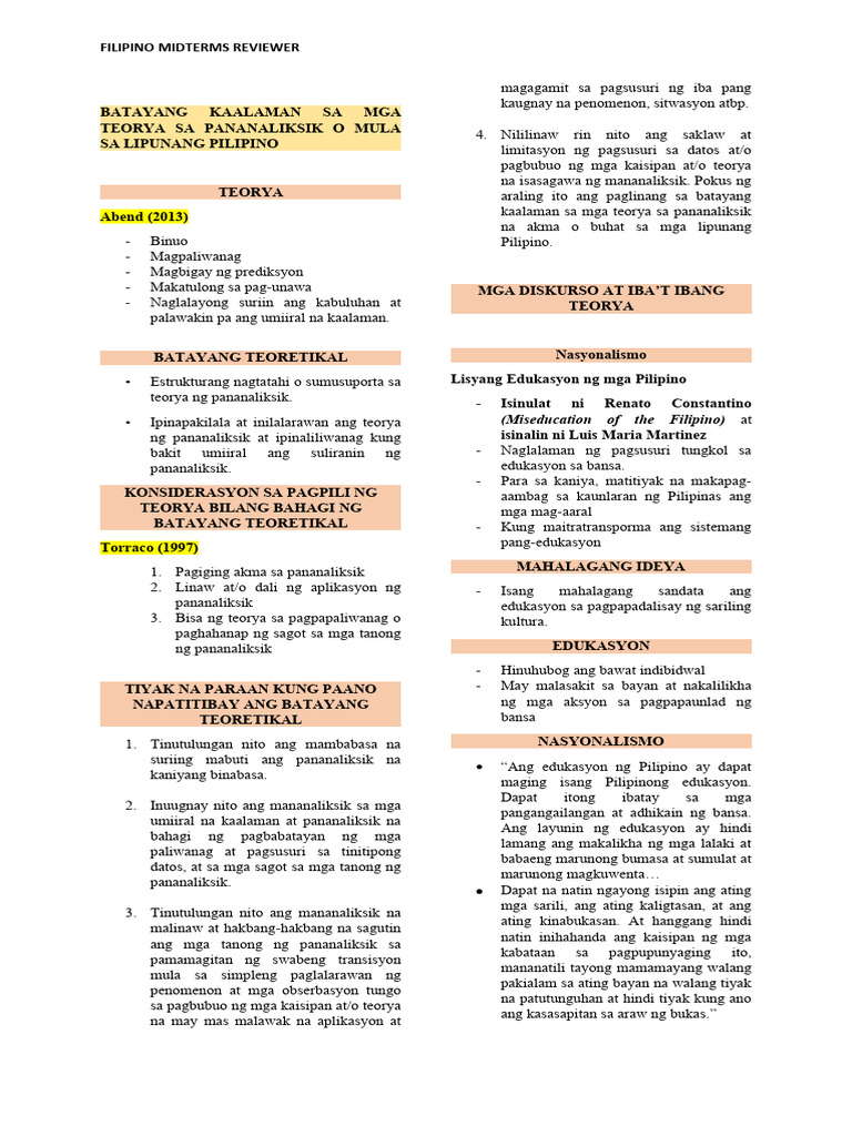 Fil Midterms Reviewer | PDF