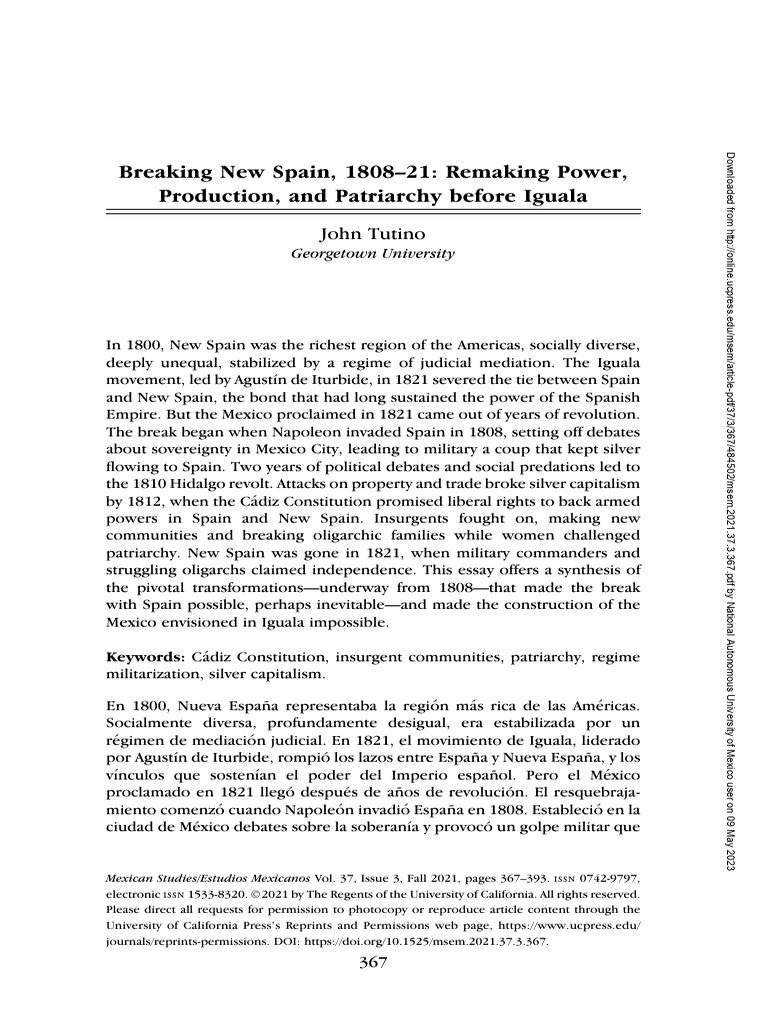 Transforming New Spain: 1808-1821 | PDF | New Spain | Mexico