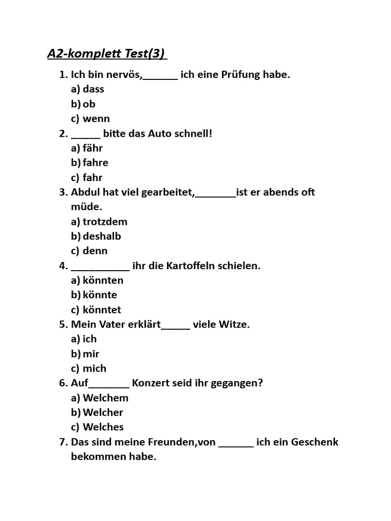 A2 - TEST - Komplett 3 | PDF