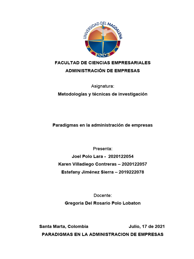 Paradigmas en la Administración Empresarial | PDF