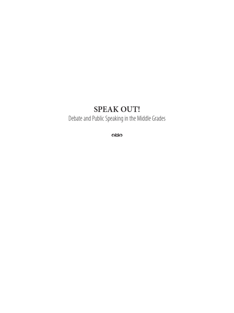 Speak Out Debate and Public Speaking in The Middle Grades (Meany ...